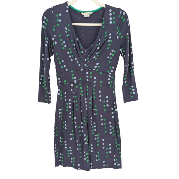 Boden | Dresses | Boden Marion Polka Dot Dress 4 Navy Ruched Jersey ...